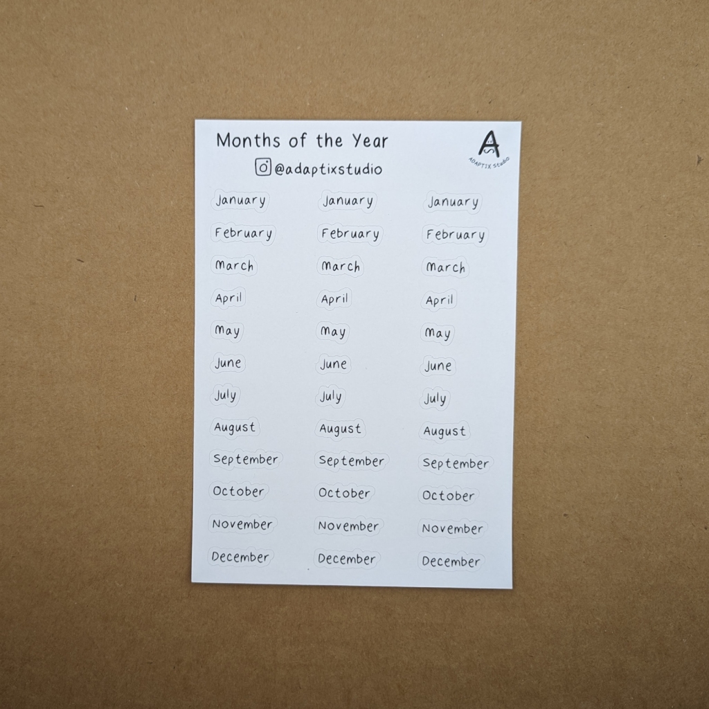 Monthly Name Stickers - Adaptix Studio